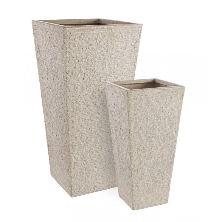 Set 2 ghivece flori fibra de sticla lut bej 32x65 cm, 42x88 cm - eMAG.ro