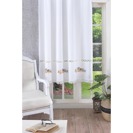 Perdea confectionata din bumbac 100%, Valentini Bianco, cu dantela ...
