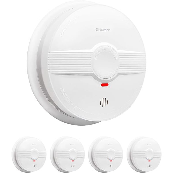 Detector de fum HEIMAN, Set de 5, Senzor fotoelectric - eMAG.ro