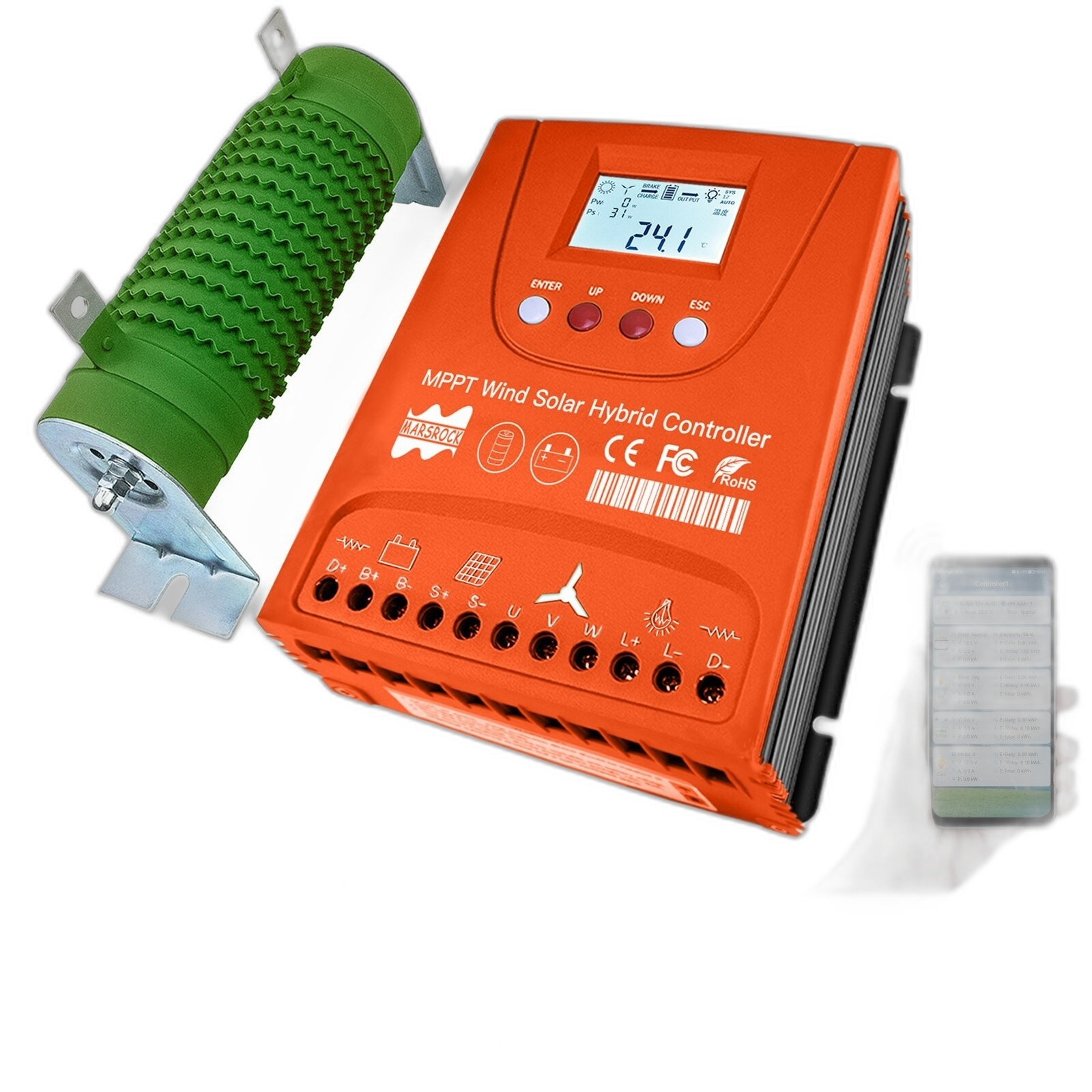 Controler solar hibrid, WiFi, afisaj LCD, Vant800W Solar800W, Auto 24V ...