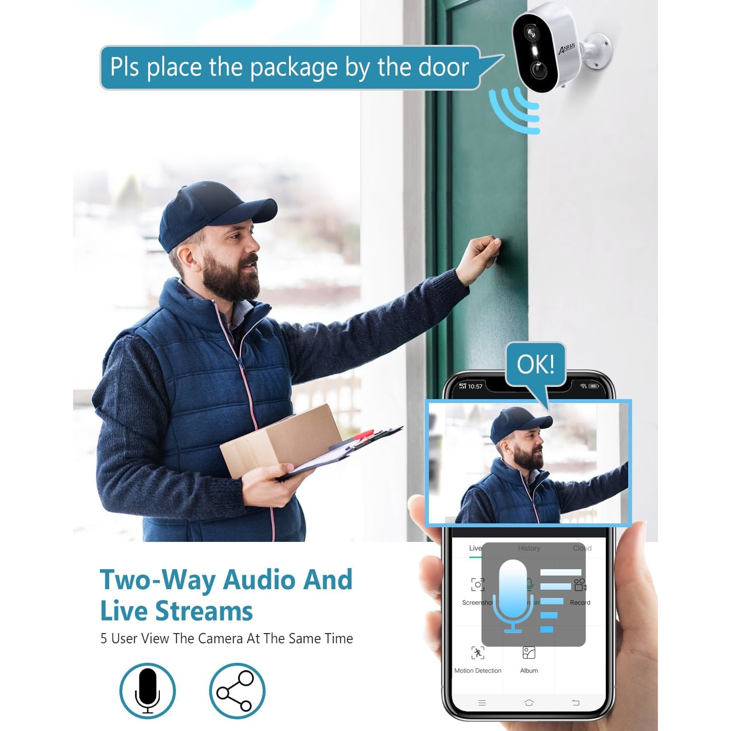 ANRAN C2 vezeték nélküli kültéri biztonsági kamerák, 3MP, 2K, AI ...