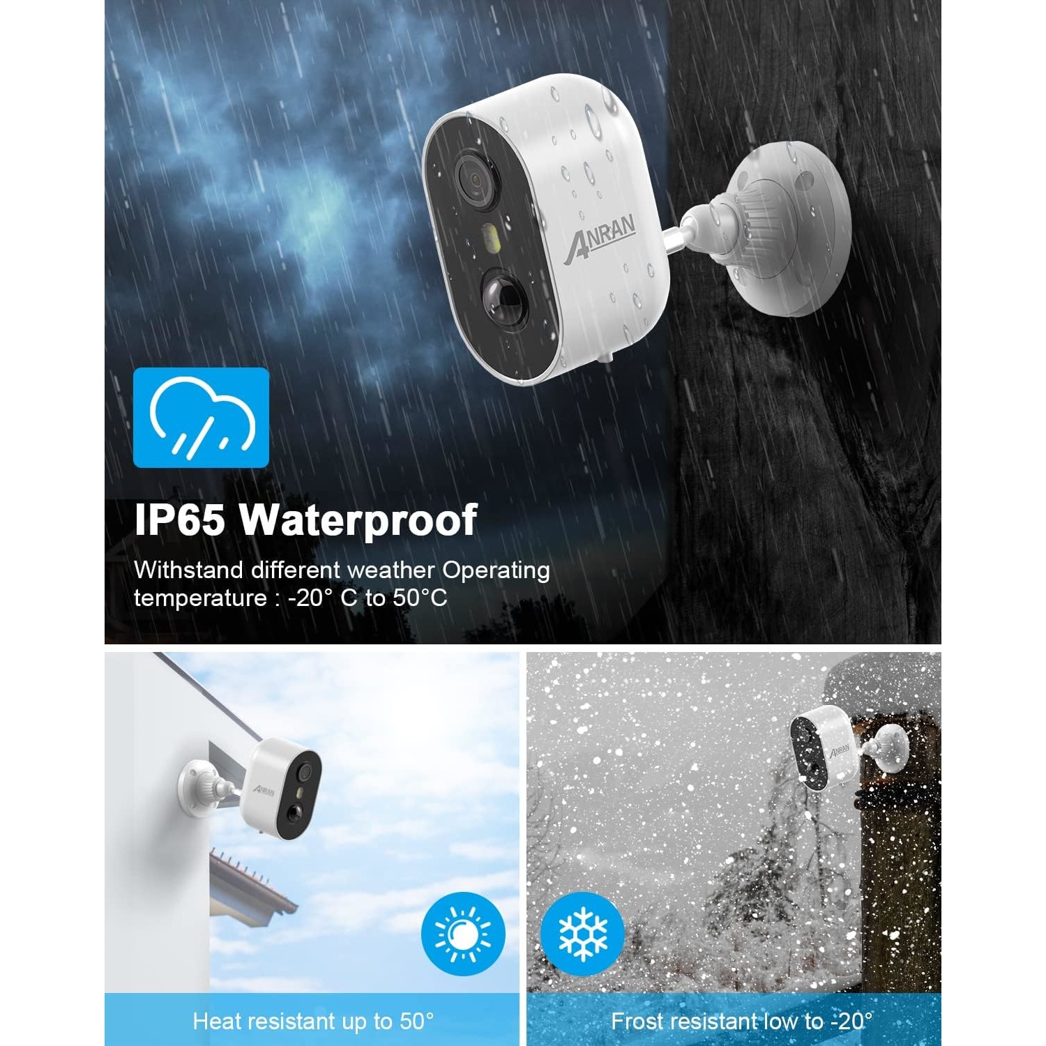 ANRAN C2 vezeték nélküli kültéri biztonsági kamerák, 3MP, 2K, AI ...