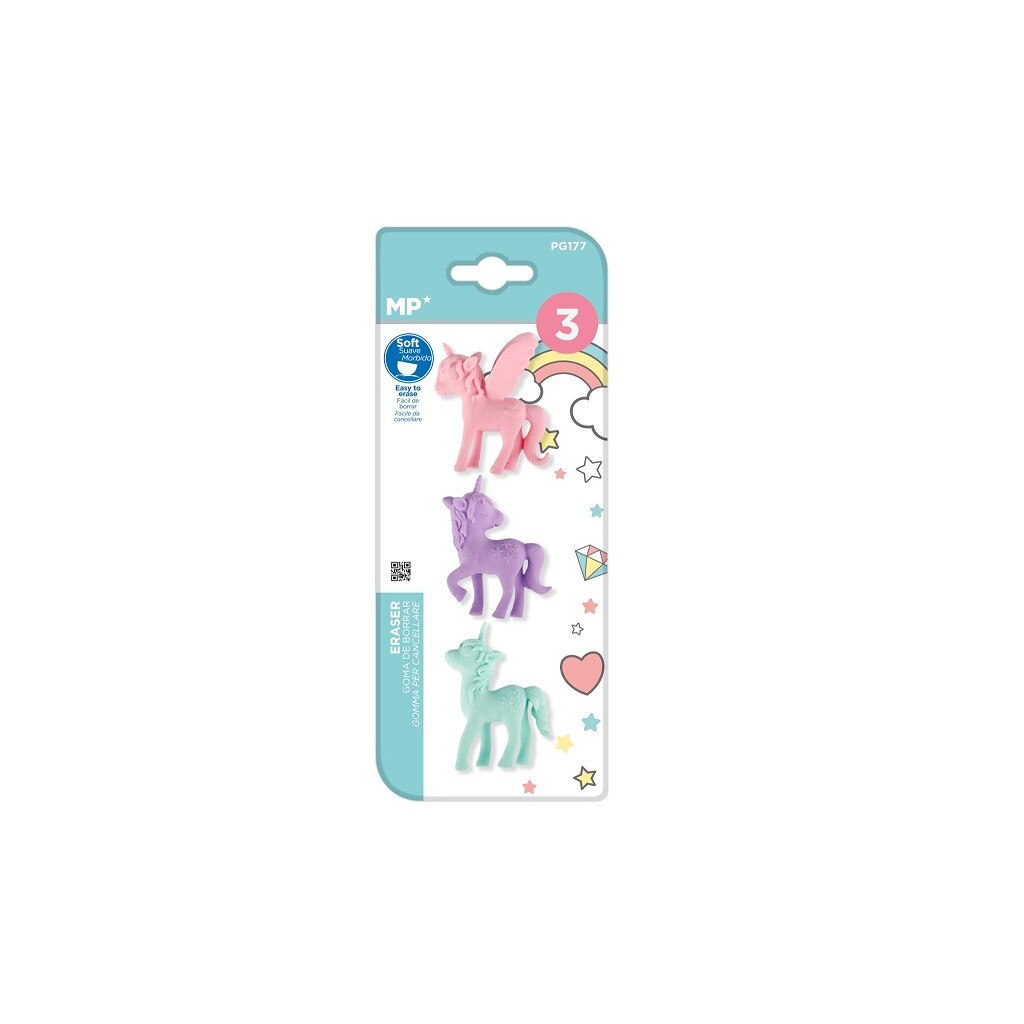 Set 3 radiere in forma de unicorn - eMAG.ro