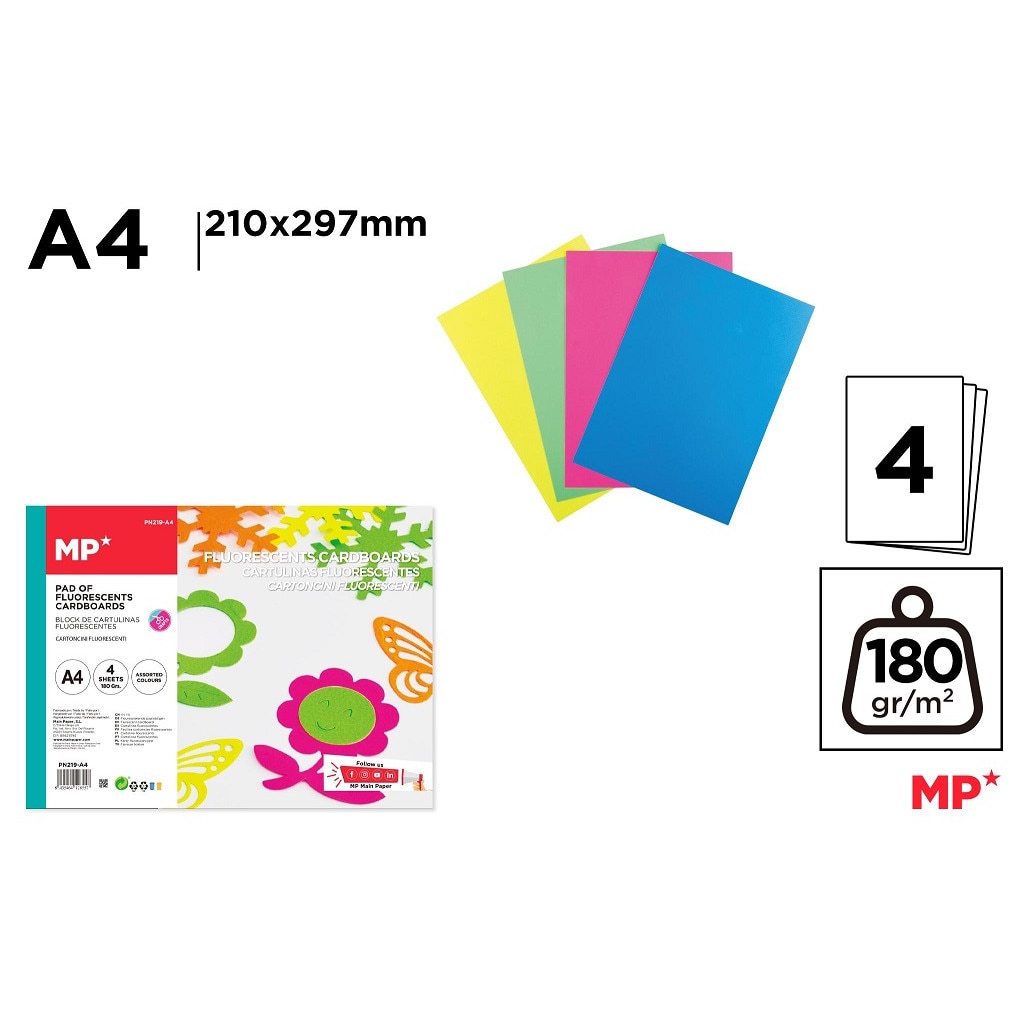 Bloc de carton fluorescent, 4 coli A4 - eMAG.ro