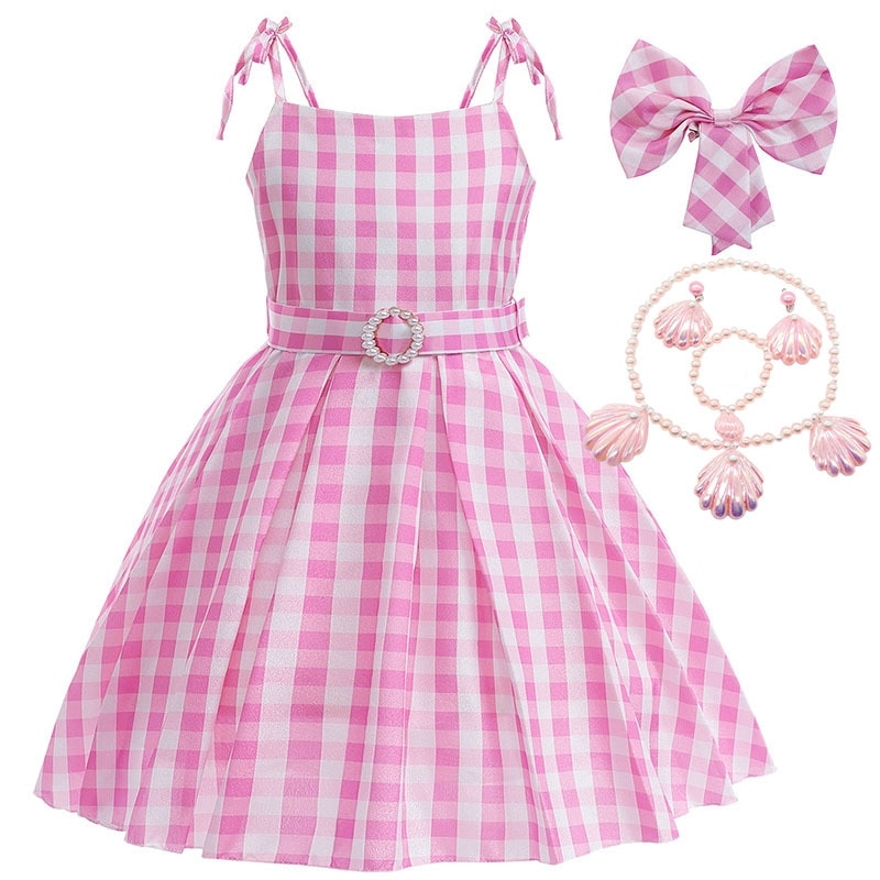 Rochie Barbie Fete Cosplay Costum, 130-140 cm, Bumbac/Poliester, Roz ...