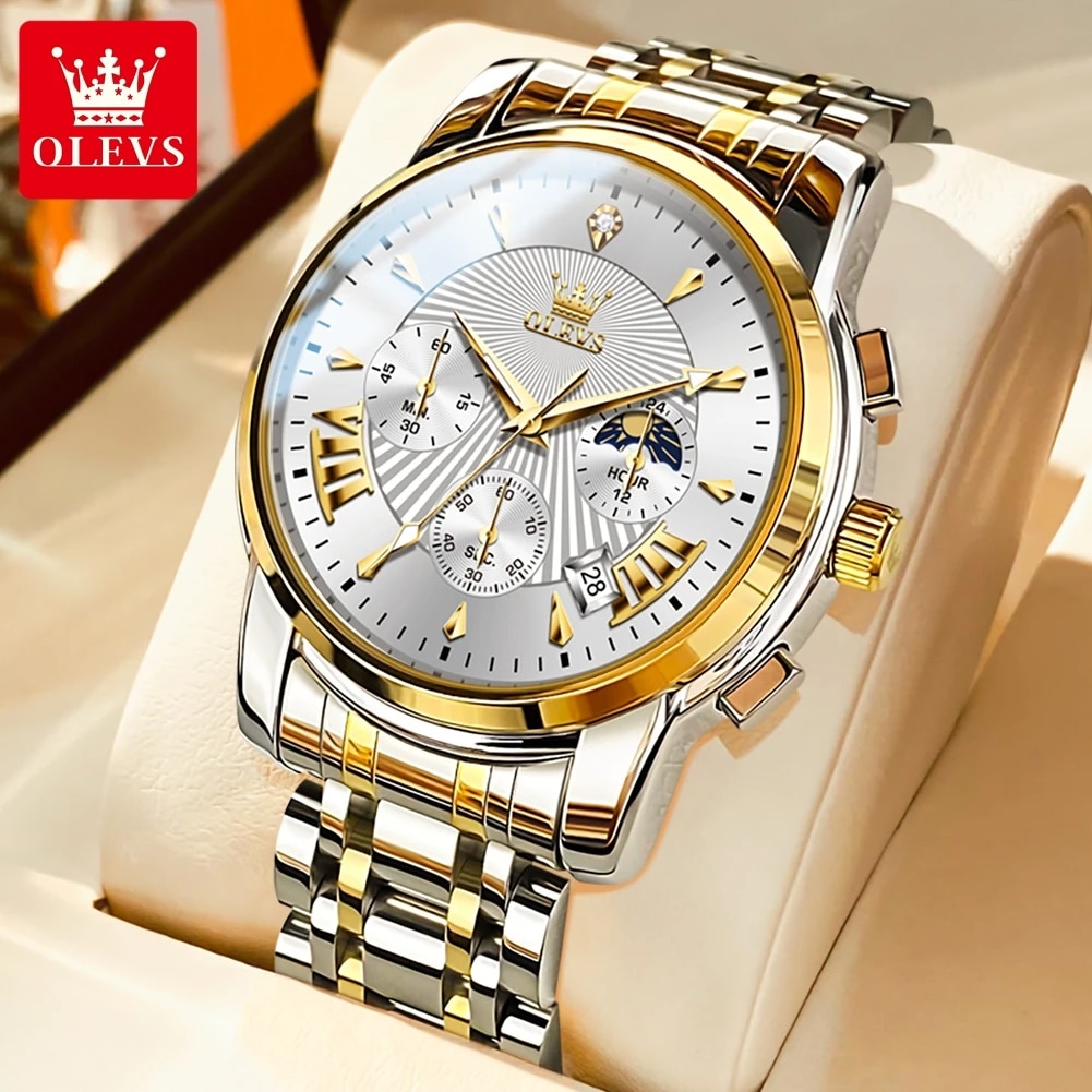 Ceas barbati de mana Olevs Casual Cronograf Elegant Fashion Calendar ...