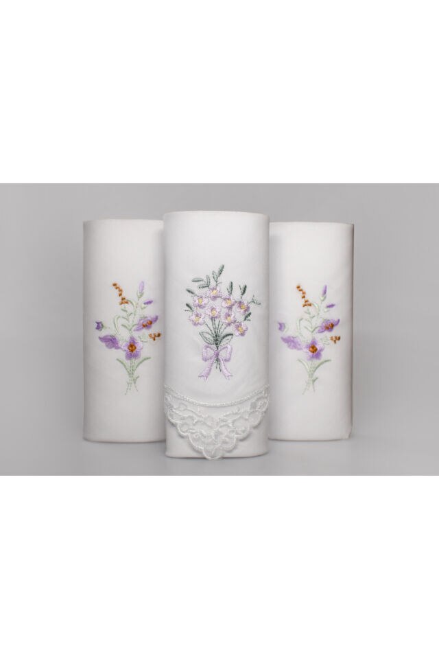 L25-70 Batista dama textila brodata 3 buc, in cutie cadou - eMAG.ro