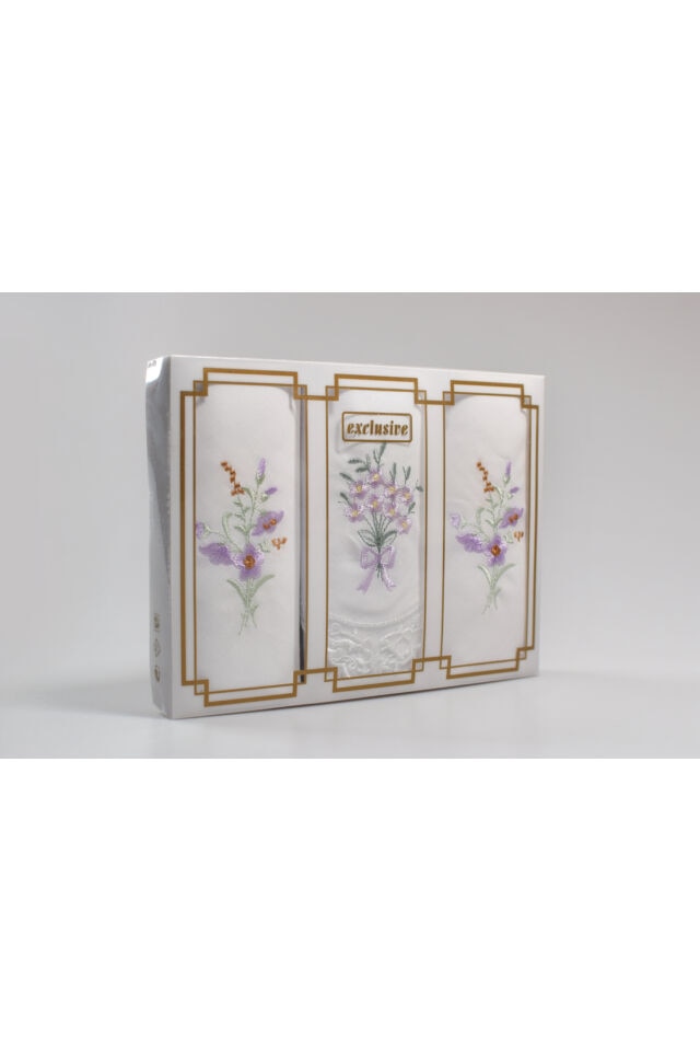 L25-70 Batista dama textila brodata 3 buc, in cutie cadou - eMAG.ro