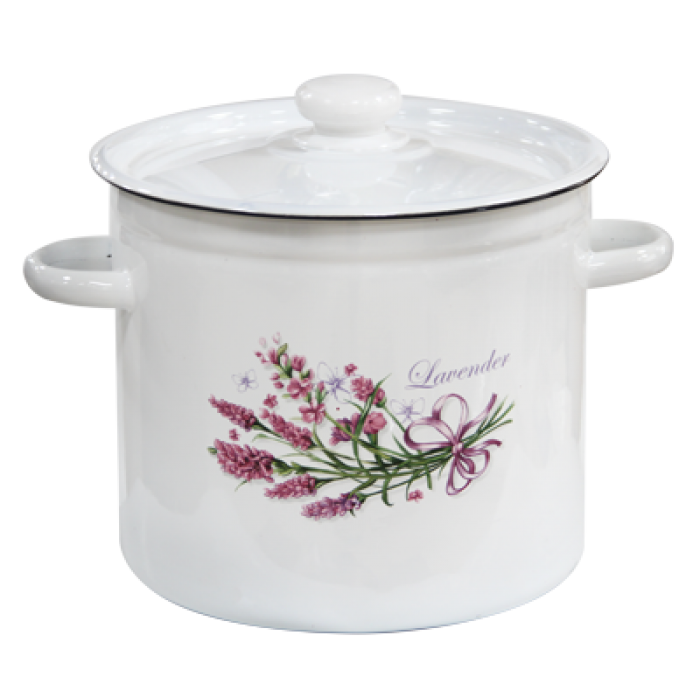 Oala Lavanda emailata cu capac 5, 5L otel carbon - eMAG.ro