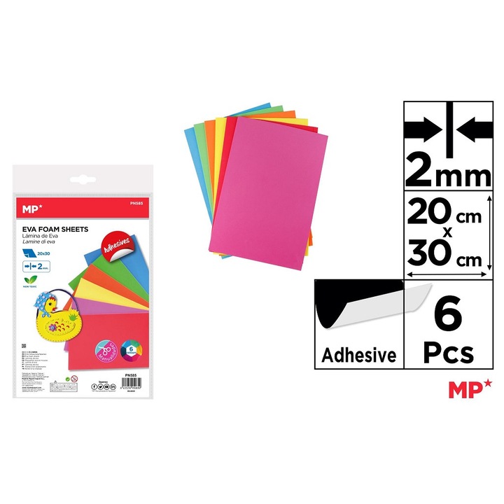 Set 6 coli colorate din spuma Eva cu adeziv - eMAG.ro