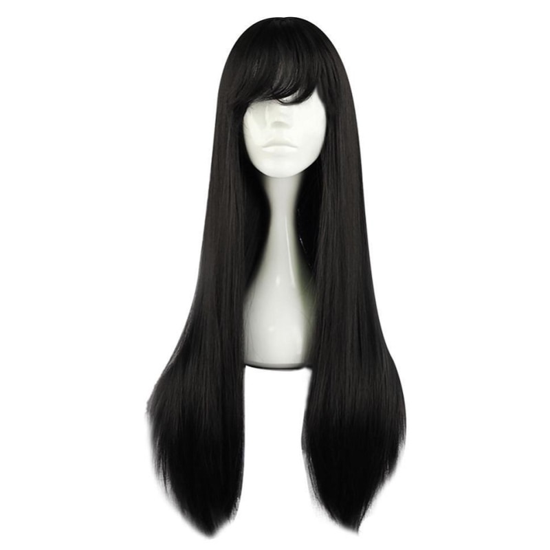 Peruca din par artificial drept pentru femei, 80 cm, Gonga® Negru - eMAG.ro