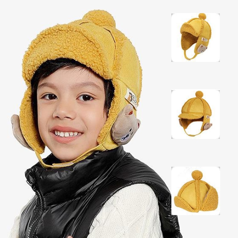 Caciula pentru copii, model cu urechi si prindere cu scai sub barbie ...
