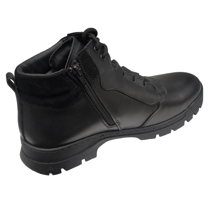 Ghete barbatesti antiderapante din piele naturala imblanite, negru, 44 ...