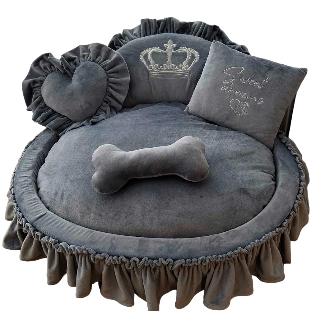 Pat de lux pentru caini 50 x 70 x 15 cm, Catifea, Gri - Pentru caini de ...