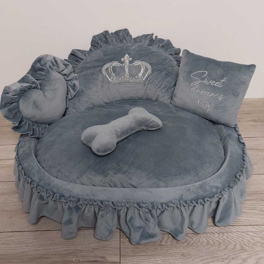 Pat de lux pentru caini 50 x 70 x 15 cm, Catifea, Gri - Pentru caini de ...