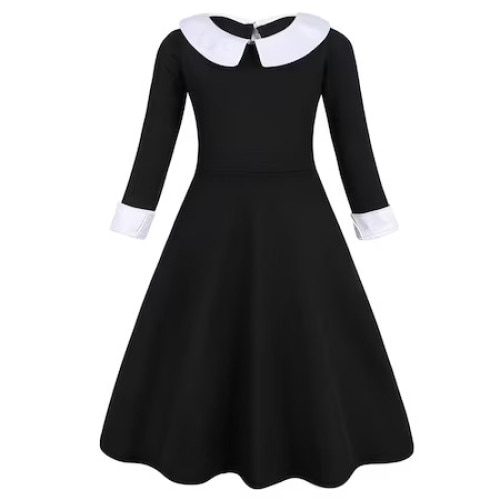 Rochie Cosplay fete Wednesday Addams pentru copii, poliester, 5-6 ani ...