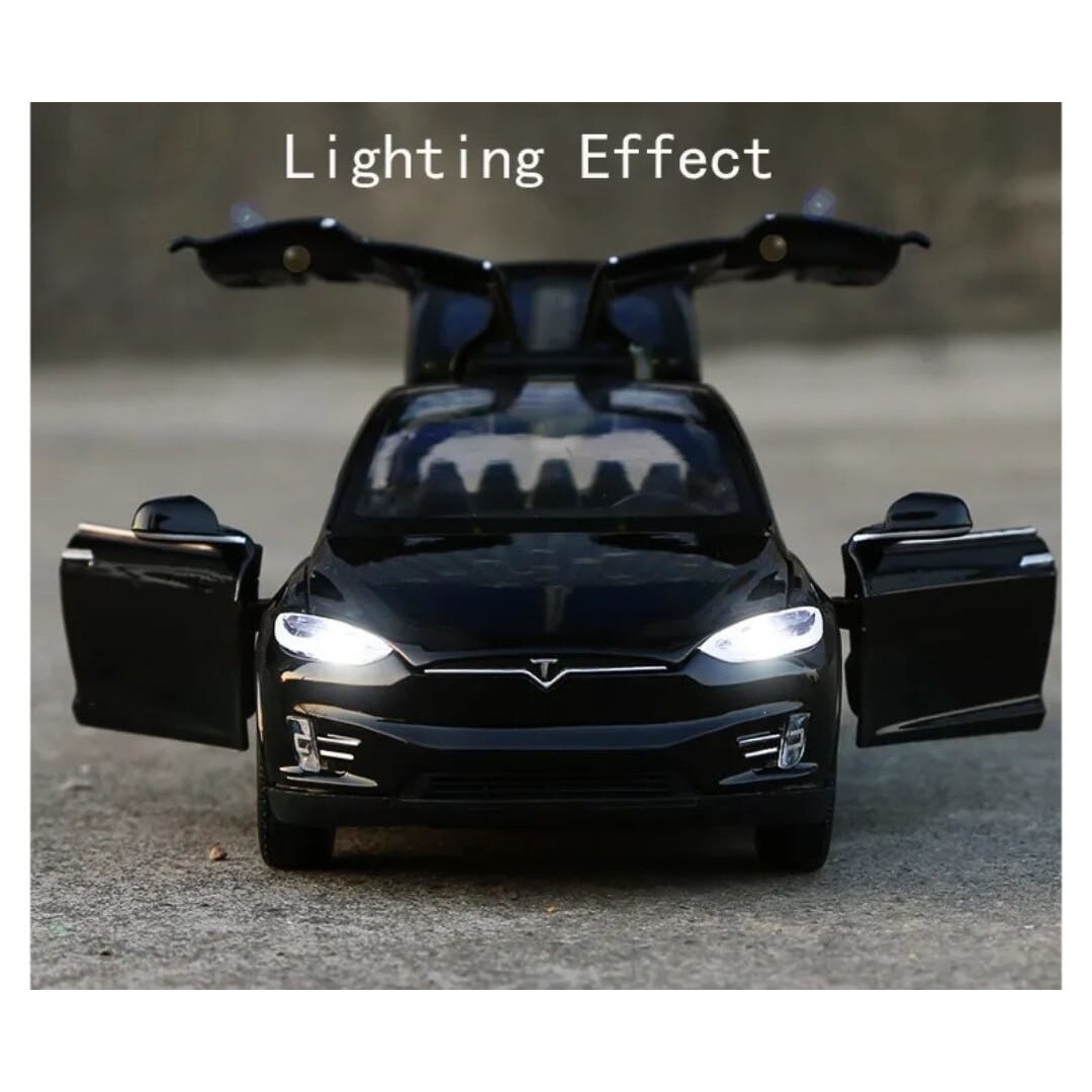 Masinuta metal mecanica, model Tesla 3V, scara 1:28, sunete, usi mobile ...