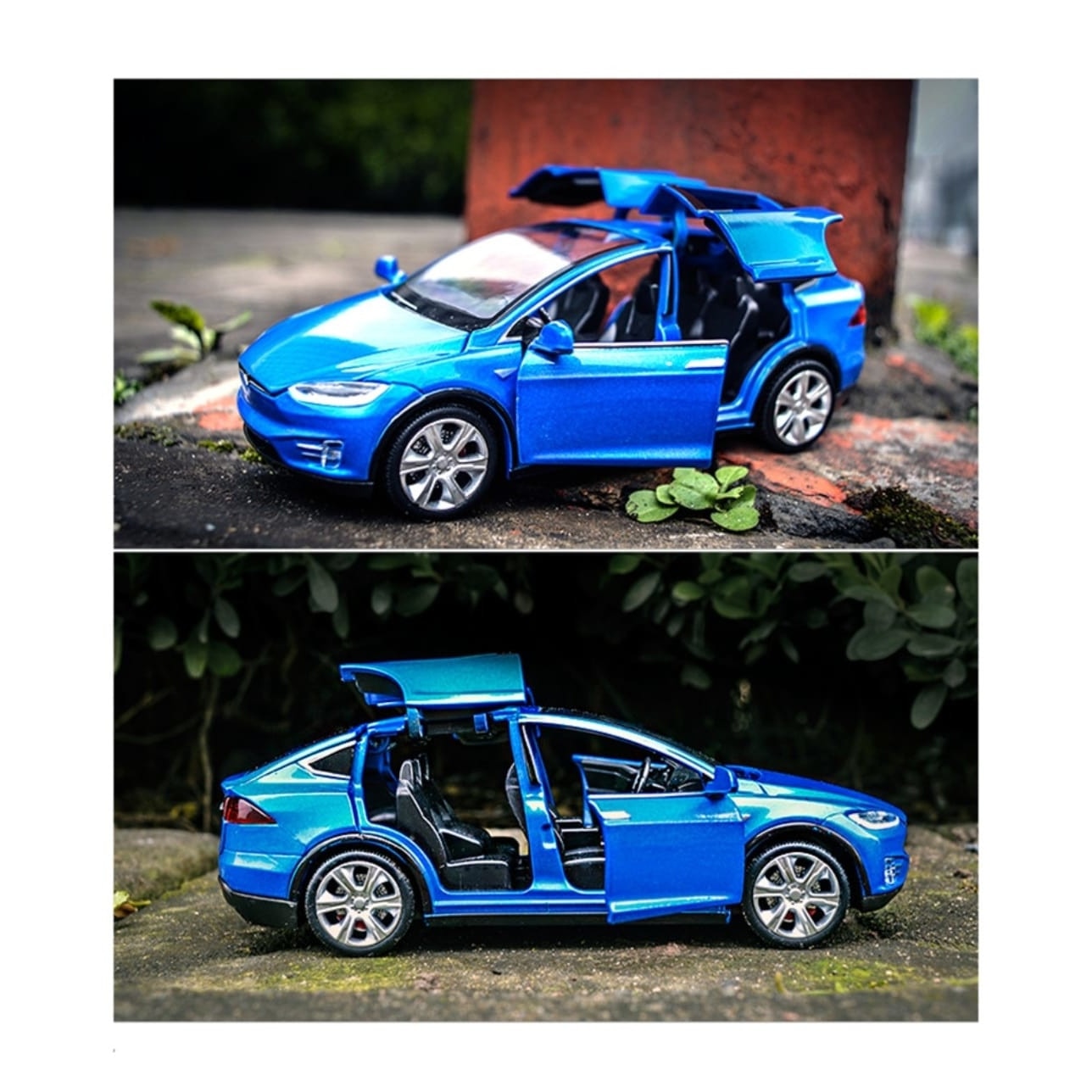 Masinuta metal mecanica, model Tesla 3V, scara 1:28, sunete, usi mobile ...
