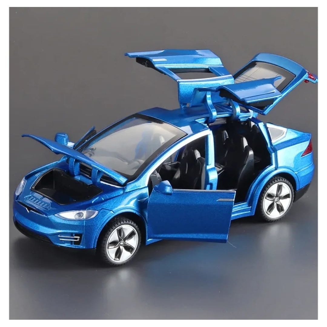 Masinuta metal mecanica, model Tesla 3V, scara 1:28, sunete, usi mobile ...