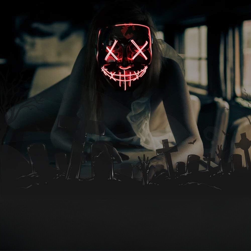 Masca de Groaza cu Iluminare LED Velixo®, pentru Carnaval, Festival ...