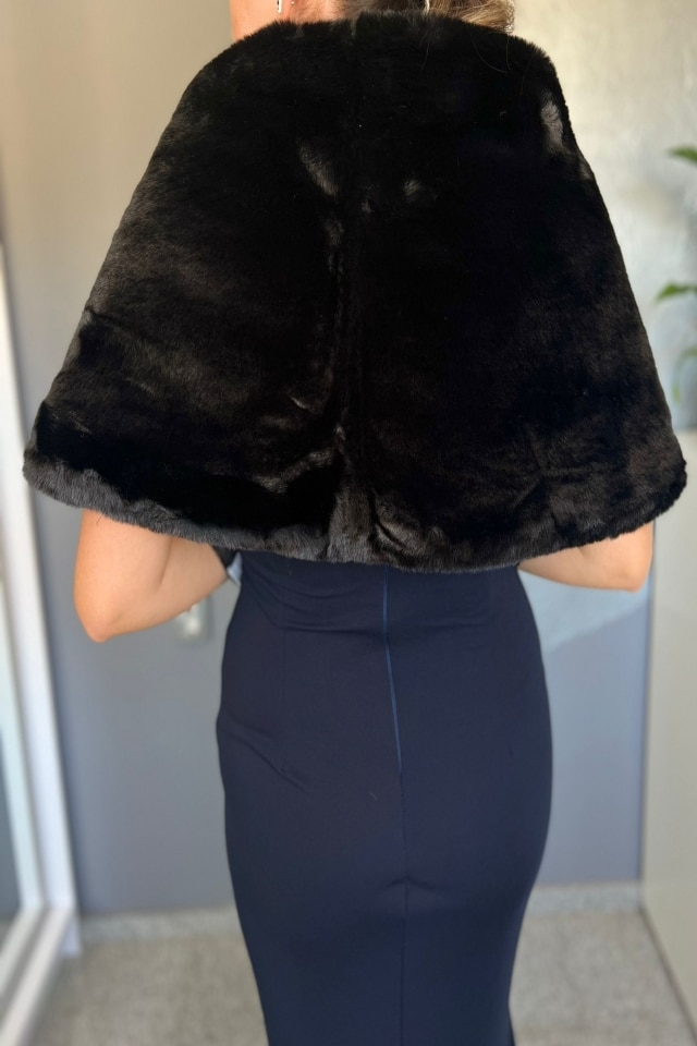 Capa dama blana ecologica cu accesoriu, Negru, One Size INTL - eMAG.ro