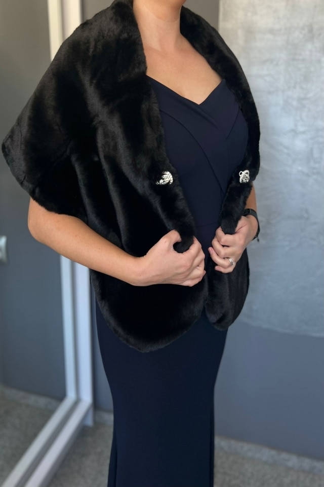 Capa dama blana ecologica cu accesoriu, Negru, One Size INTL - eMAG.ro