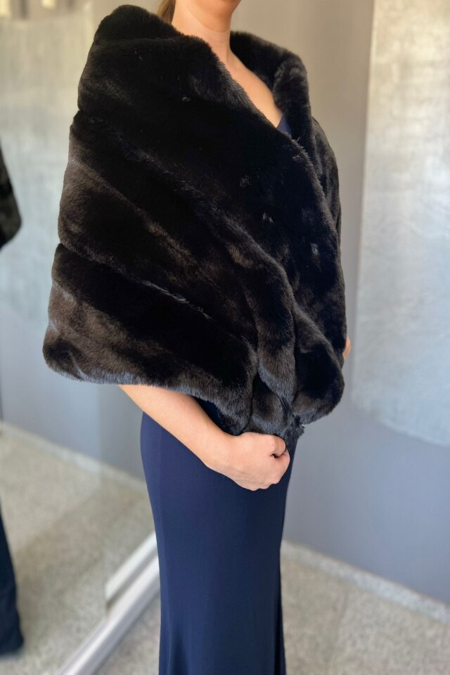 Capa dama blana ecologica model lung, Negru, One Size INTL - eMAG.ro