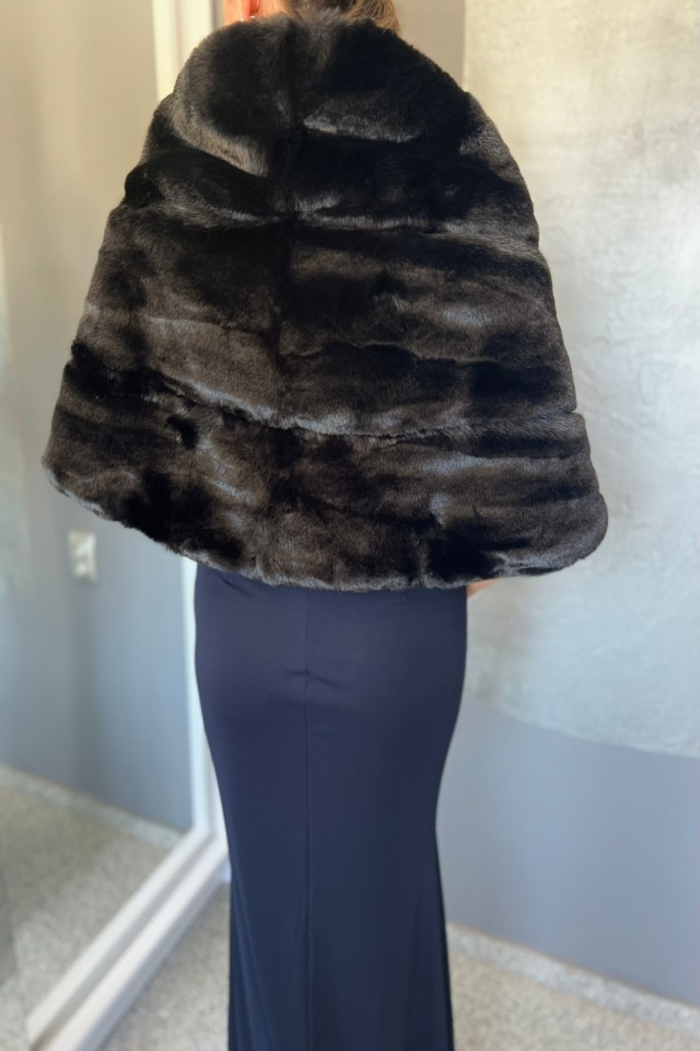 Capa dama blana ecologica model lung, Negru, One Size INTL - eMAG.ro