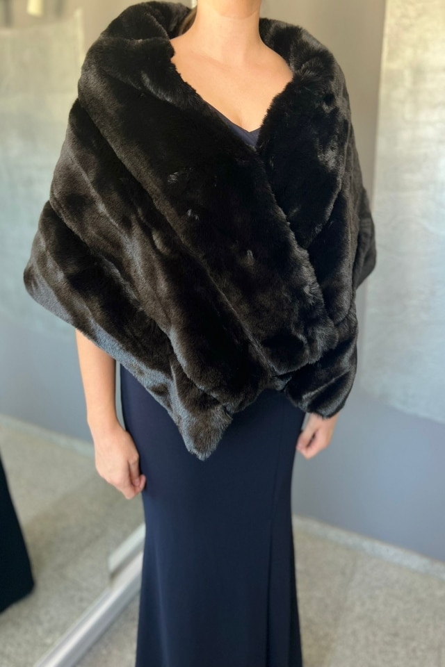 Capa dama blana ecologica model lung, Negru, One Size INTL - eMAG.ro