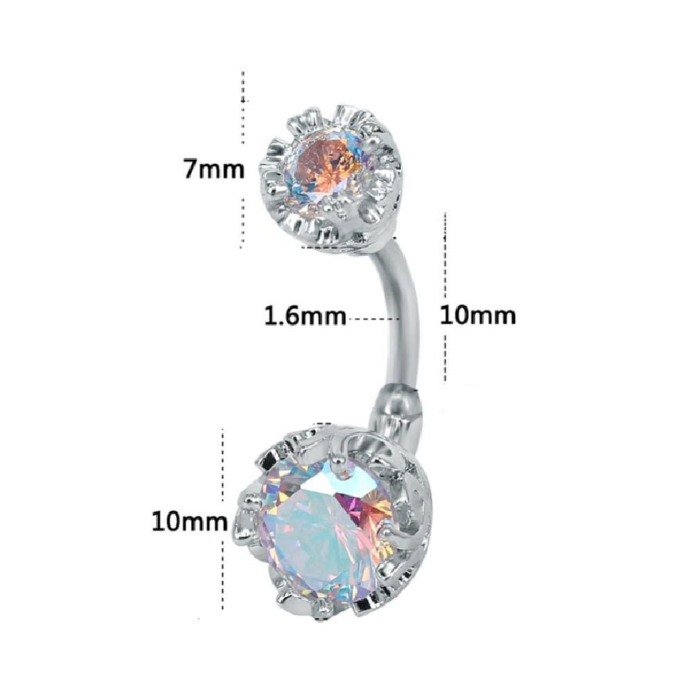 Piercing pentru buric, rotunde zircon, 316L Otel, Colorat, 2.7cm - eMAG.ro