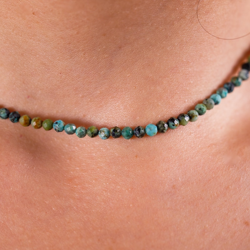 Colier choker Ezera, Minis, din pietre semipretioase de Turcoaz African ...