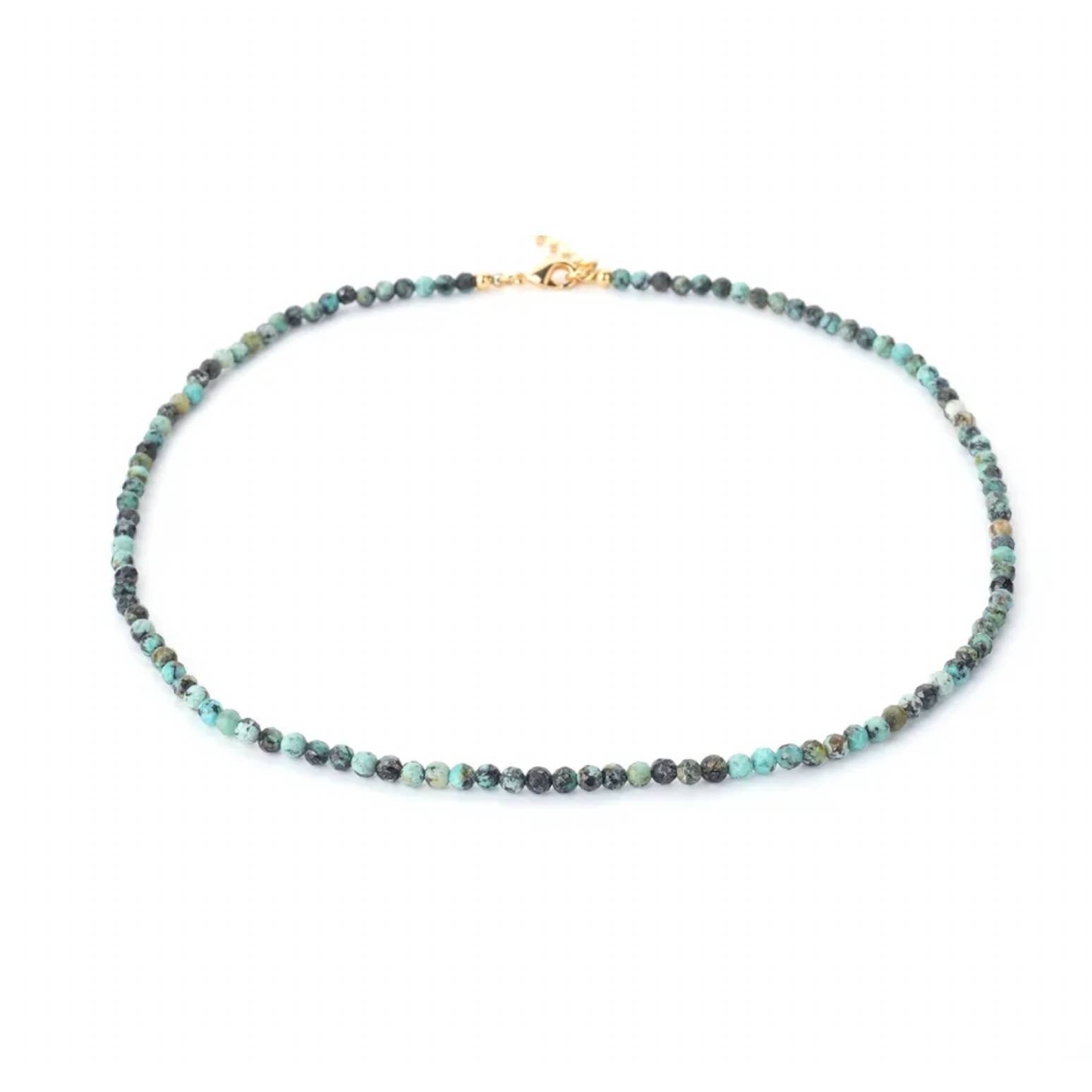 Colier choker Ezera, Minis, din pietre semipretioase de Turcoaz African ...