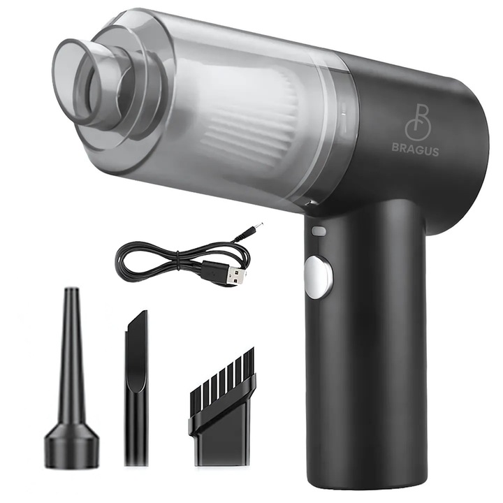 Mini aspirator auto portabil, fara fir, incarcare prin USB, aspirare ...