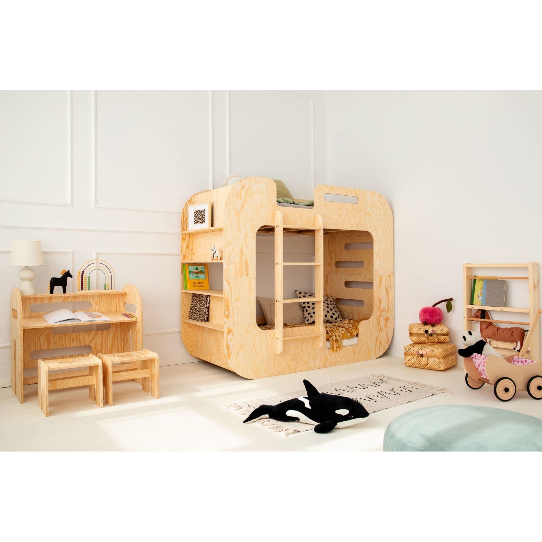 Pat copii cu etaj MUNDO, 80x190cm - eMAG.ro