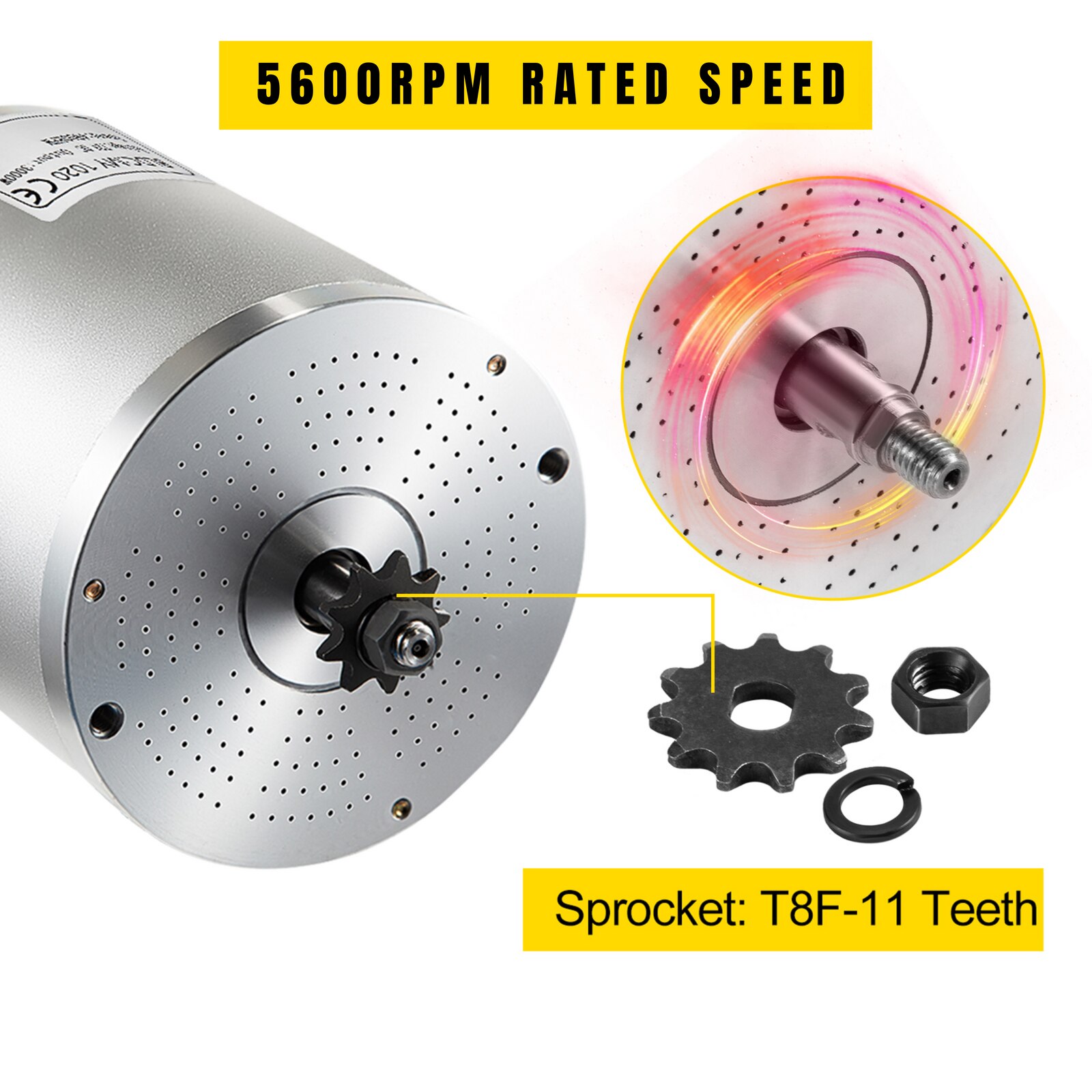 Motor, 48V, 2000W, 4300rpm, 42A, aliaj de aluminiu, set 2, argintiu ...