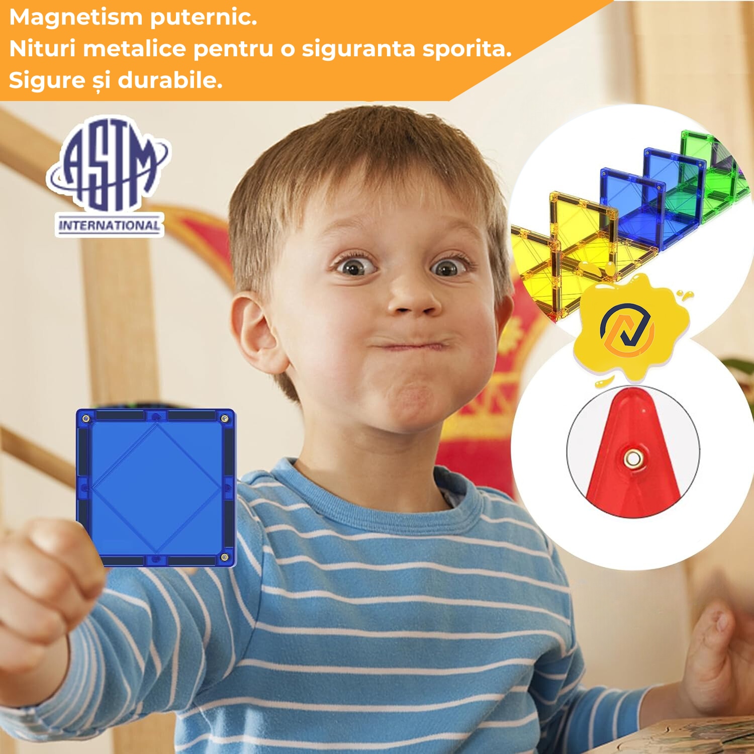 Set inteligent de constructie cu placi magnetice, 116 piese mari, 2 ...