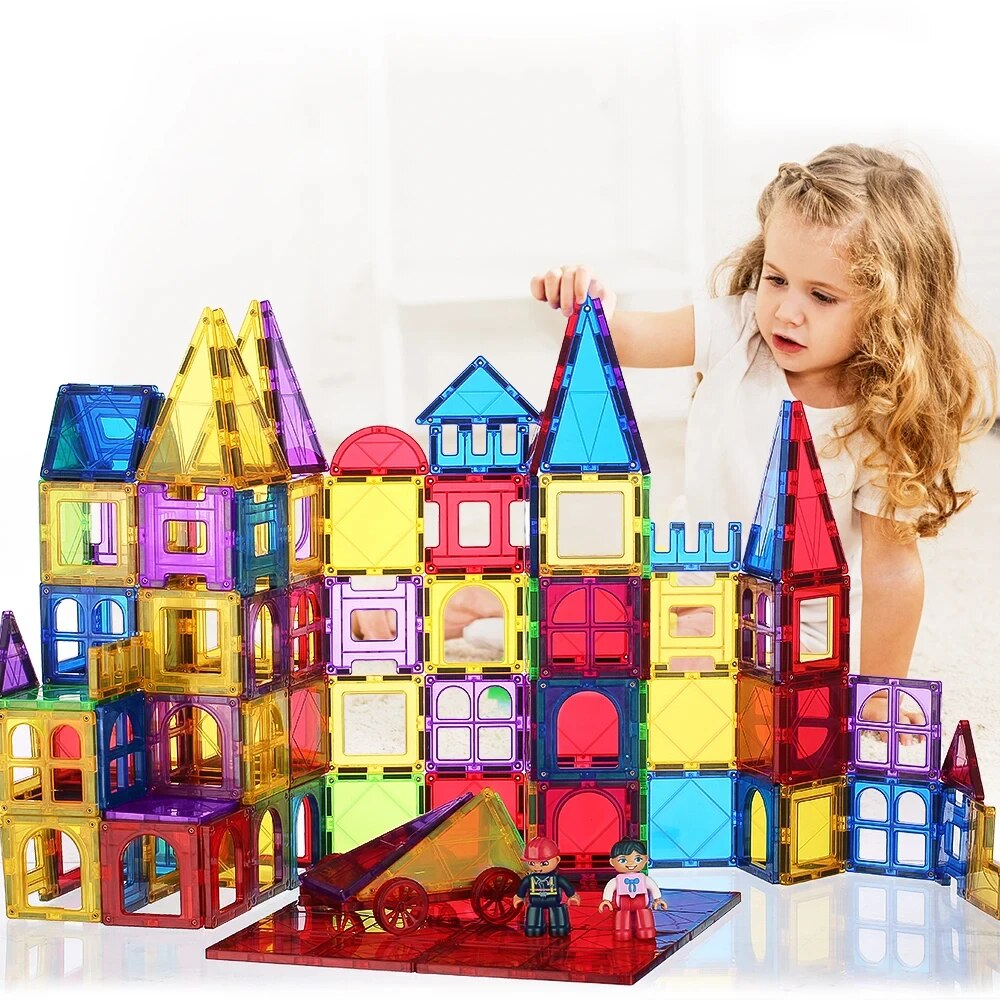 Set inteligent de constructie cu placi magnetice, 116 piese mari, 2 ...