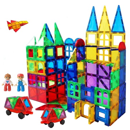 Set inteligent de constructie cu placi magnetice, 116 piese mari, 2 ...