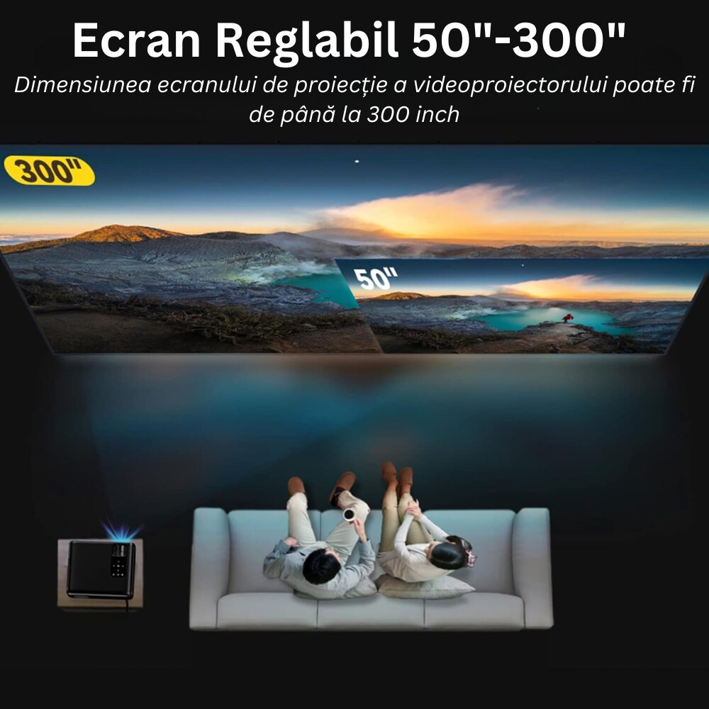 Видеопроектор Velixo® 1080P Full HD, WiFi, Bluetooth, 9500 лумена, 4K ...