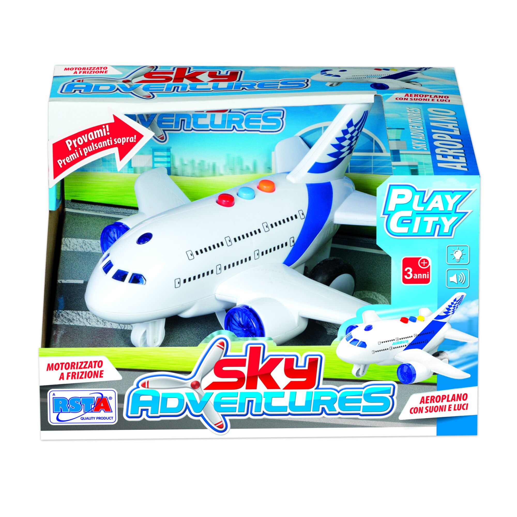 Avion cu frictiune, sunete si lumini RS Toys 17 cm, pentru copii, cu ...