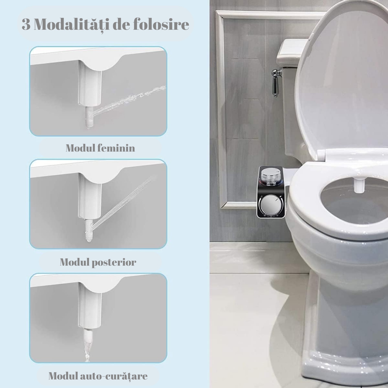 Bideu Non-Electric cu Spray Dual Apa Calda si Rece, Presiunea Apei ...