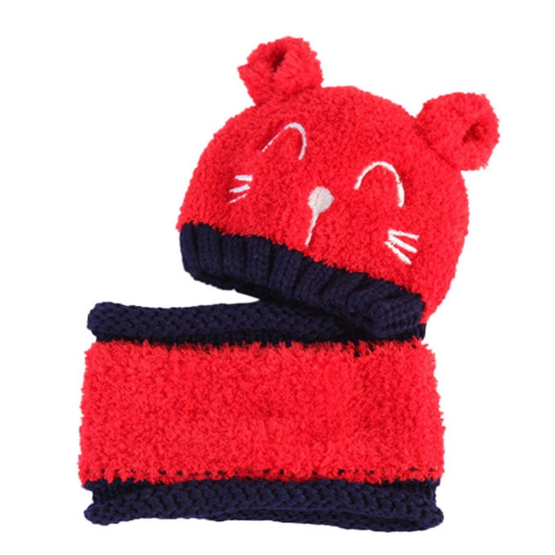 Caciula pentru copii, set doua piese, model ursulet cu urechiuse si ...