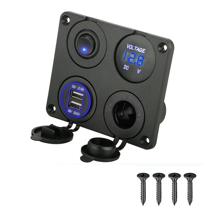 Панел за зарядно устройство 4 в 1, Rqiurpn, USB, 12V, 4.2A - eMAG.bg