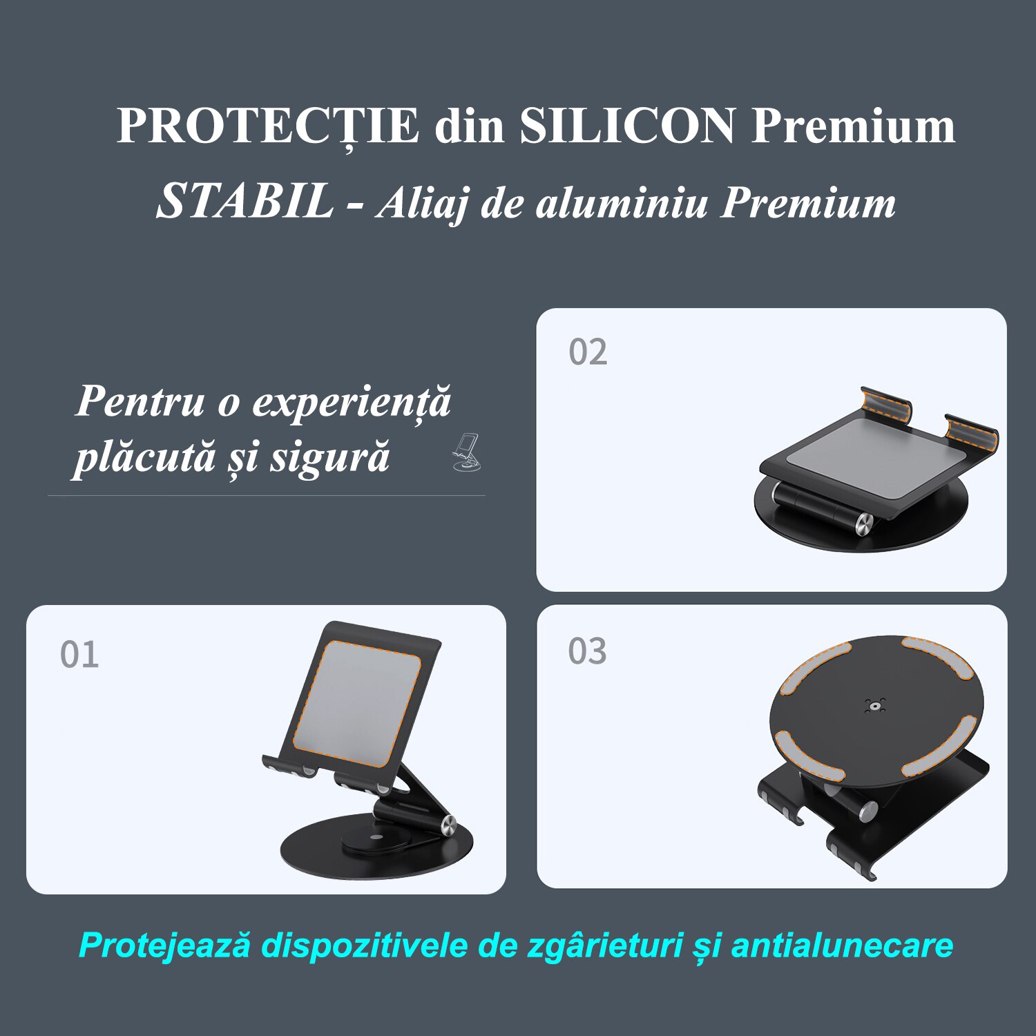 Suport rotativ tableta, iPad, telefon, Medaya®, portabil, de birou ...