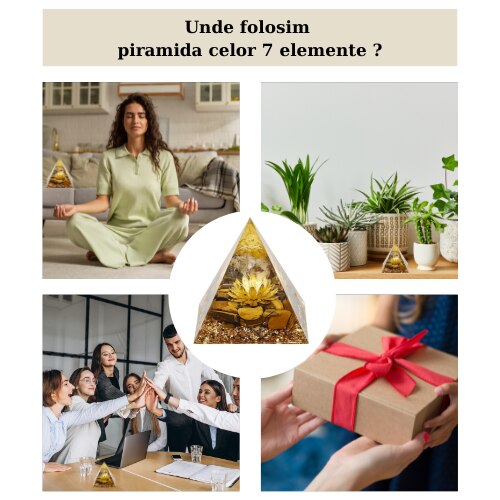 Piramida Lotus - 7 elemente din orgonit, orgonica, cristal de cuart si ...