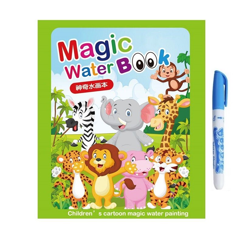 Set 4 carti de colorat cu apa, Magic water Book, reutilizabile, 16 ...