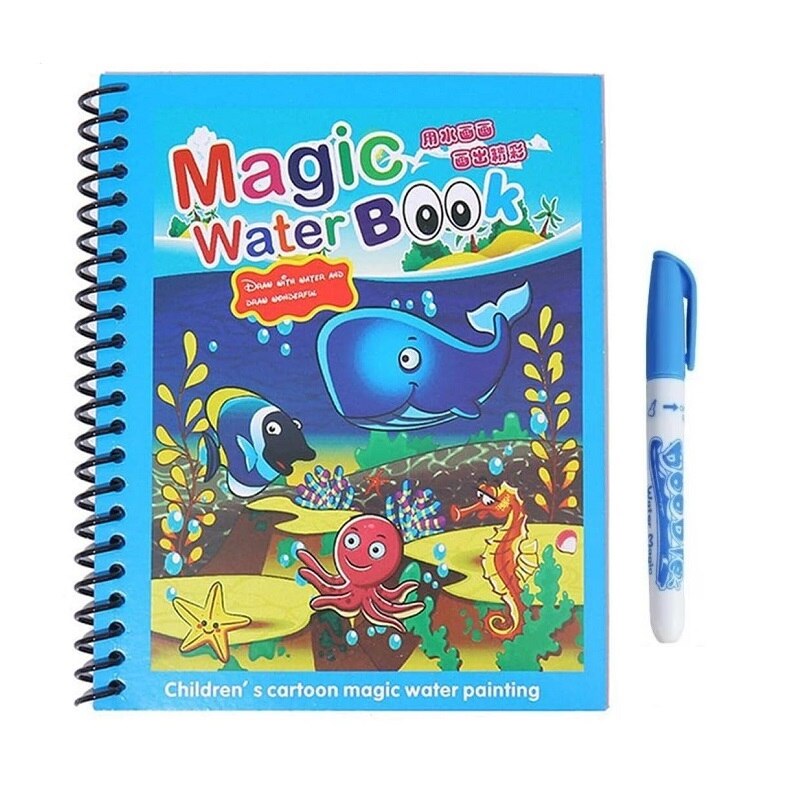 Set 4 carti de colorat cu apa, Magic water Book, reutilizabile, 16 ...