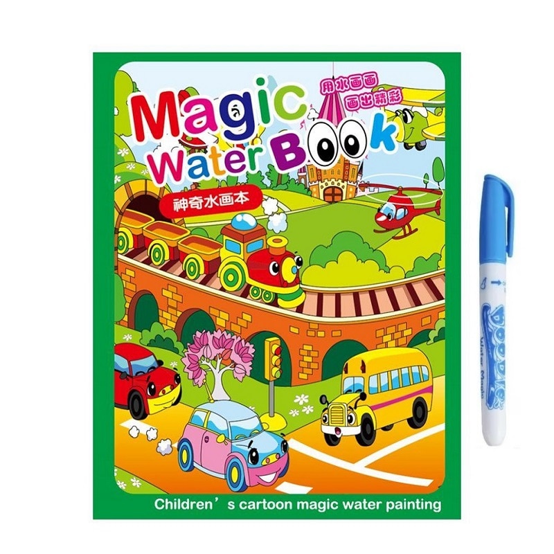 Set 4 carti de colorat cu apa, Magic water Book, reutilizabile, 16 ...