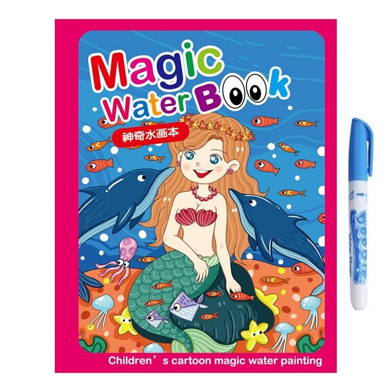 Set 4 carti de colorat cu apa, Magic water Book, reutilizabile, 16 ...