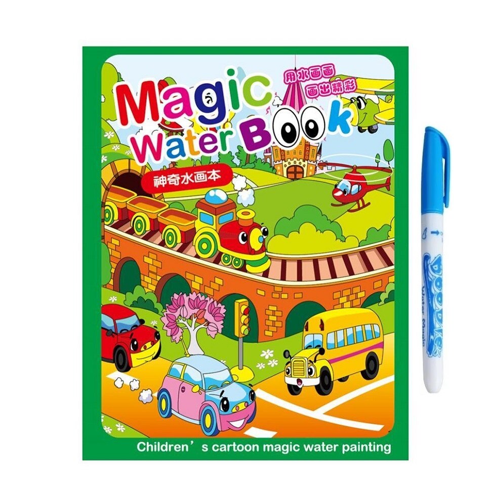 Set 4 carti de colorat cu apa, Magic water Book, reutilizabile, 16 ...